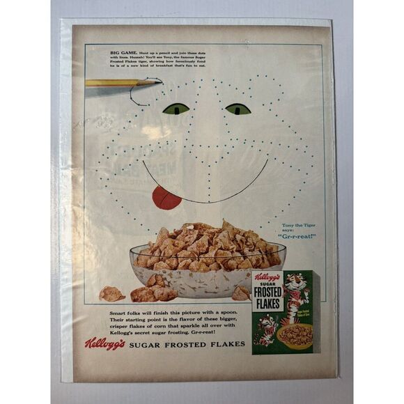 Art | Vintage 1952 Kelloggs Frosted Flakes Cereal Print Ad | Poshmark